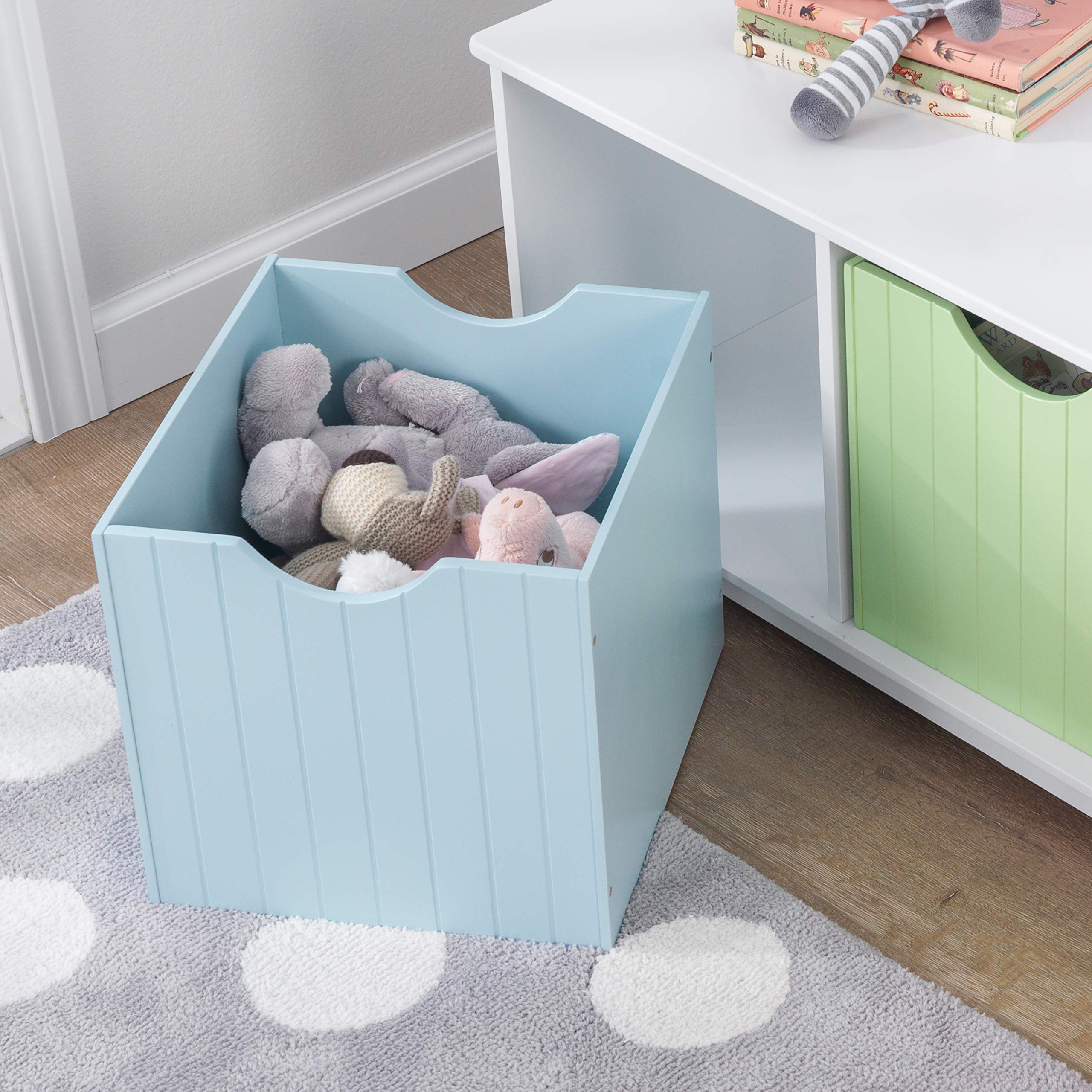 KidKraft Nantucket Wooden Storage Bench with Three Bins and Wainscoting Detail - Pastel, Gift for Ages 3+