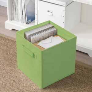 PowerKing Collapsible Storage Cubes with Handles, Fabric Foldable Bins for Closet Shelves, Durable Organization Storage Bins, 10.5'' x 11'' x 10.5'', 6 Pack, Green