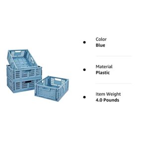 Phyllia 4 PC Baskets Plastic for Shelf Home Kitchen Storage Bin Organizer, Stackable Container Crate for Bedroom Bathroom Office Clothes Beauty(Blue, 13.3x10.2x5.1)