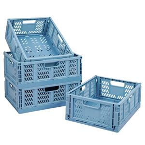 phyllia 4 pc baskets plastic for shelf home kitchen storage bin organizer, stackable container crate for bedroom bathroom office clothes beauty(blue, 13.3x10.2x5.1)