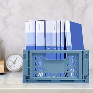 Phyllia 4 PC Baskets Plastic for Shelf Home Kitchen Storage Bin Organizer, Stackable Container Crate for Bedroom Bathroom Office Clothes Beauty(Blue, 13.3x10.2x5.1)