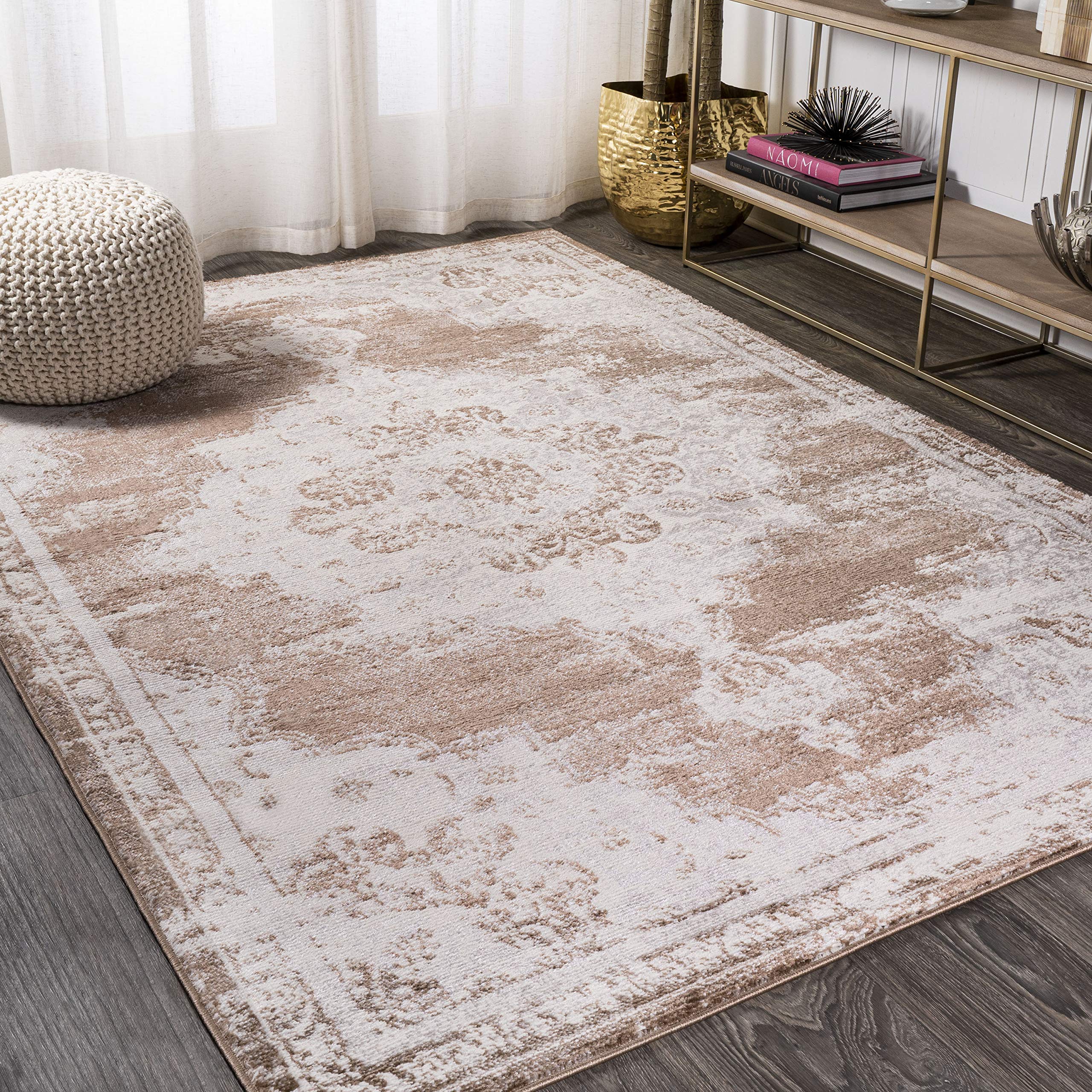 JONATHAN Y MDP400B-5 Alhambra Ornate Medallion Modern Indoor Area-Rug Vintage Bohemian Easy-Cleaning Bedroom Kitchen Living Room Non Shedding, 5 ft x 8 ft, Brown/Cream