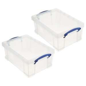 really useful box 9 liter plastic storage bins with lids and clip lock handles for home or office organization and storage (2 pack)