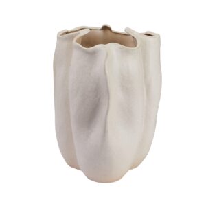 bloomingville decorative organically shaped stoneware vase, matte cream