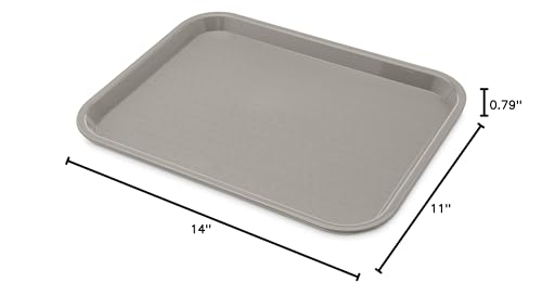 Carlisle FoodService Products CT101423 Cafe Standard Plastic Cafeteria/Fast Food Tray, NSF Certified, BPA Free, 14" Length x 10" Width, Gray (Pack of 24)