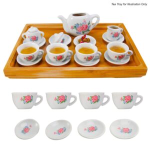 Liberty Imports 17 Piece Rose Flower Miniature Porcelain Ceramic Tea Set - Pretend Play Kids Toy Mini Kitchen Playset