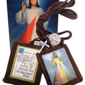 Westmon Works Divine Mercy Scapular Set with Prayer Card Pack Traditional Wool Catholic Protection Accessory