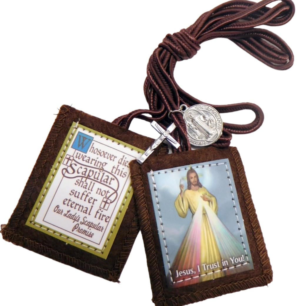 Westmon Works Divine Mercy Scapular Set with Prayer Card Pack Traditional Wool Catholic Protection Accessory