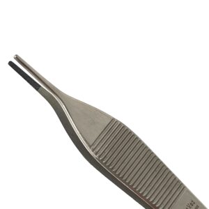 German Grade Adson Dressing Forceps Micro 4.75" with Tungsten Carbide Inserts and Gold Handle Premium Dental Instruments Cynamed