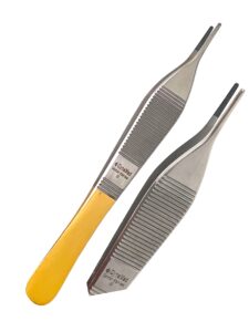 german grade adson dressing forceps micro 4.75" with tungsten carbide inserts and gold handle premium dental instruments cynamed