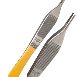 German Grade Adson Dressing Forceps Micro 4.75" with Tungsten Carbide Inserts and Gold Handle Premium Dental Instruments Cynamed