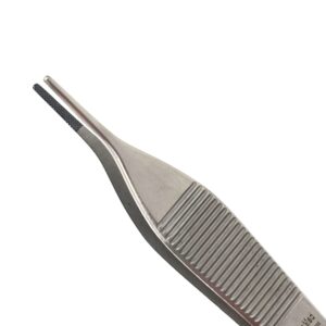 German Grade Adson Dressing Forceps Micro 4.75" with Tungsten Carbide Inserts and Gold Handle Premium Dental Instruments Cynamed