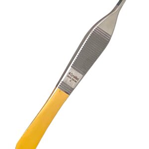 German Grade Adson Dressing Forceps Micro 4.75" with Tungsten Carbide Inserts and Gold Handle Premium Dental Instruments Cynamed