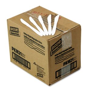 dixie pkm21 plastic cutlery, mediumweight knives, white, 1000/carton