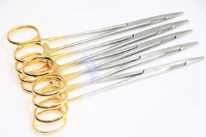 lot of 5ea olsen hegar needle holder forceps 7" (17.80cm) with tungsten carbide inserts serrated (cynamed)