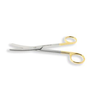 cynamed tc mayo dissecting scissors with tungsten carbide inserts and gold rings - long, thick precision shears - medical grade premium quality stainless steel (6.75 in, curved blades)