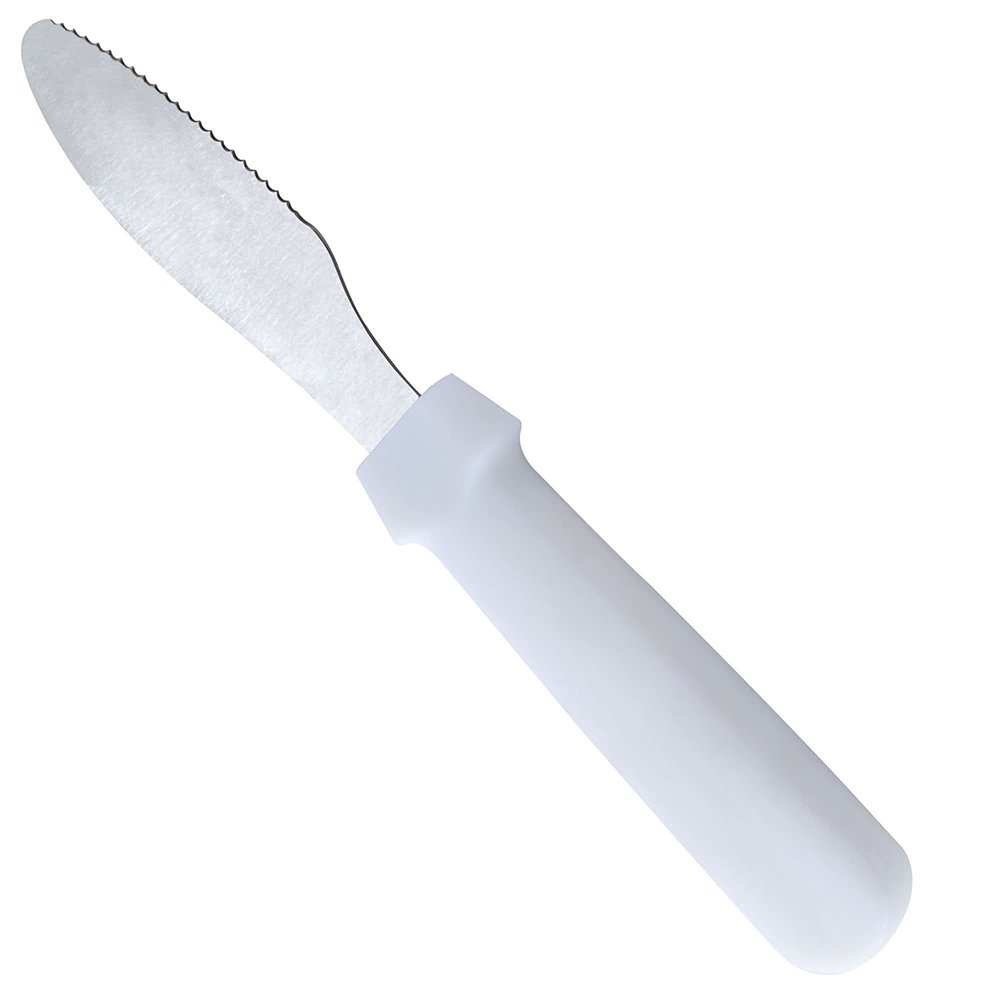 Tezzorio 9-Inch Sandwich Spreader with White Handle, 4" Long Stainless Steel Blade with No-Slip Plastic Handle, Butter Spreader, Cream Cheese/Condiment/Spreader Spatula