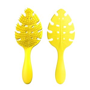 candybrush hair brush for women toddler girls extremely soft tpee for fine hair detangling leaf form vented brushes mood-boosting hairbrush with lemon scented yellow large