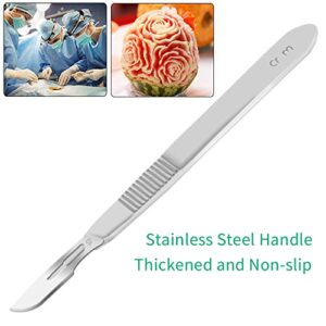 30 Pieces Scalpel Sterile Blades #10 with 2 Pack #3 Metal Scalpel Knife Handle & Storage Case, for Biology Lab Anatomy, Practicing Cutting, Medical Student, Sculpting, Repairing, Crafts, Leather