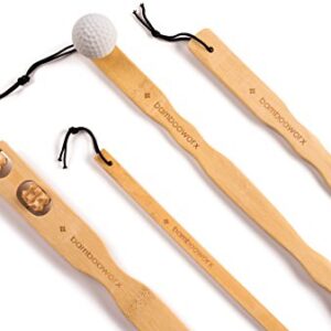 BambooWorx Traditional Bamboo Wooden Back Scratcher - 4 Piece Body Relaxation Massager Set for Men & Women - 17.5" Long Handle, Strong and Sturdy Itching Relief Back Scratchers - 100% Natural Wood