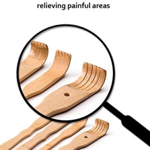 BambooWorx Traditional Bamboo Wooden Back Scratcher - 4 Piece Body Relaxation Massager Set for Men & Women - 17.5" Long Handle, Strong and Sturdy Itching Relief Back Scratchers - 100% Natural Wood