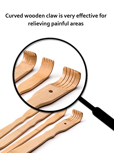 BambooWorx Traditional Bamboo Wooden Back Scratcher - 4 Piece Body Relaxation Massager Set for Men & Women - 17.5" Long Handle, Strong and Sturdy Itching Relief Back Scratchers - 100% Natural Wood