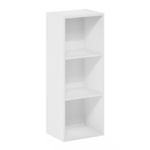 furinno pasir 3-tier no tool assembly open shelf bookcase, white