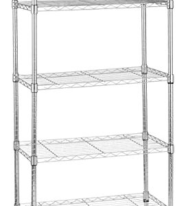 Amazon Basics 5-Shelf Adjustable, Heavy Duty Storage Shelving Unit on 4'' Wheel Casters, Metal Organizer Wire Rack, 30" L x 14" W x 64.8" H, Chrome