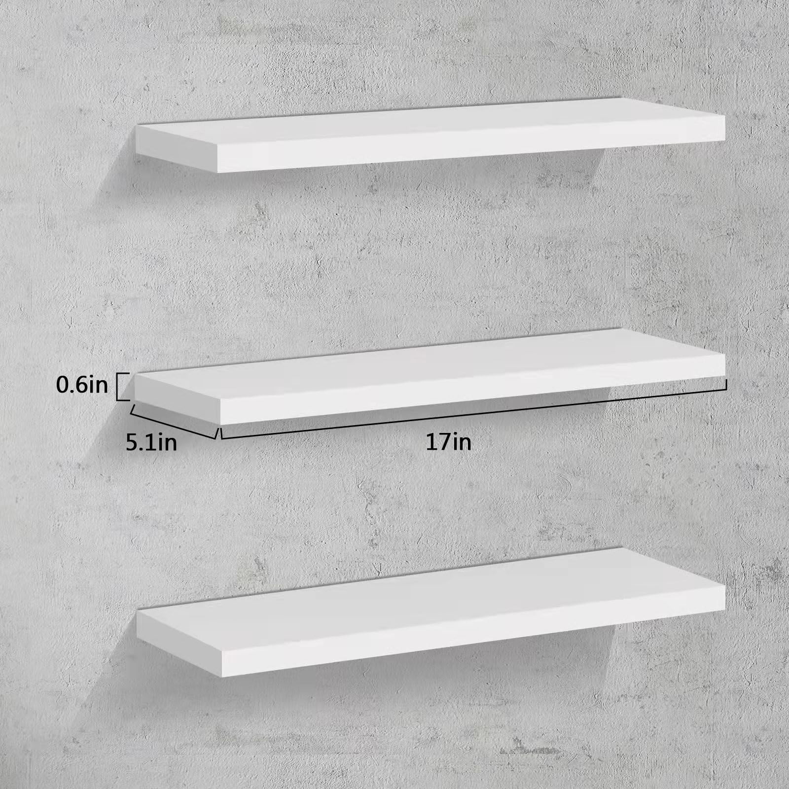 ISYOKE White Floating Shelves Set of 3 Wall Mounted Modern Floating White Shelf for Wall, Floating White Wall Shelf for Bathroom,Bedroom, Living Room,Kitchen