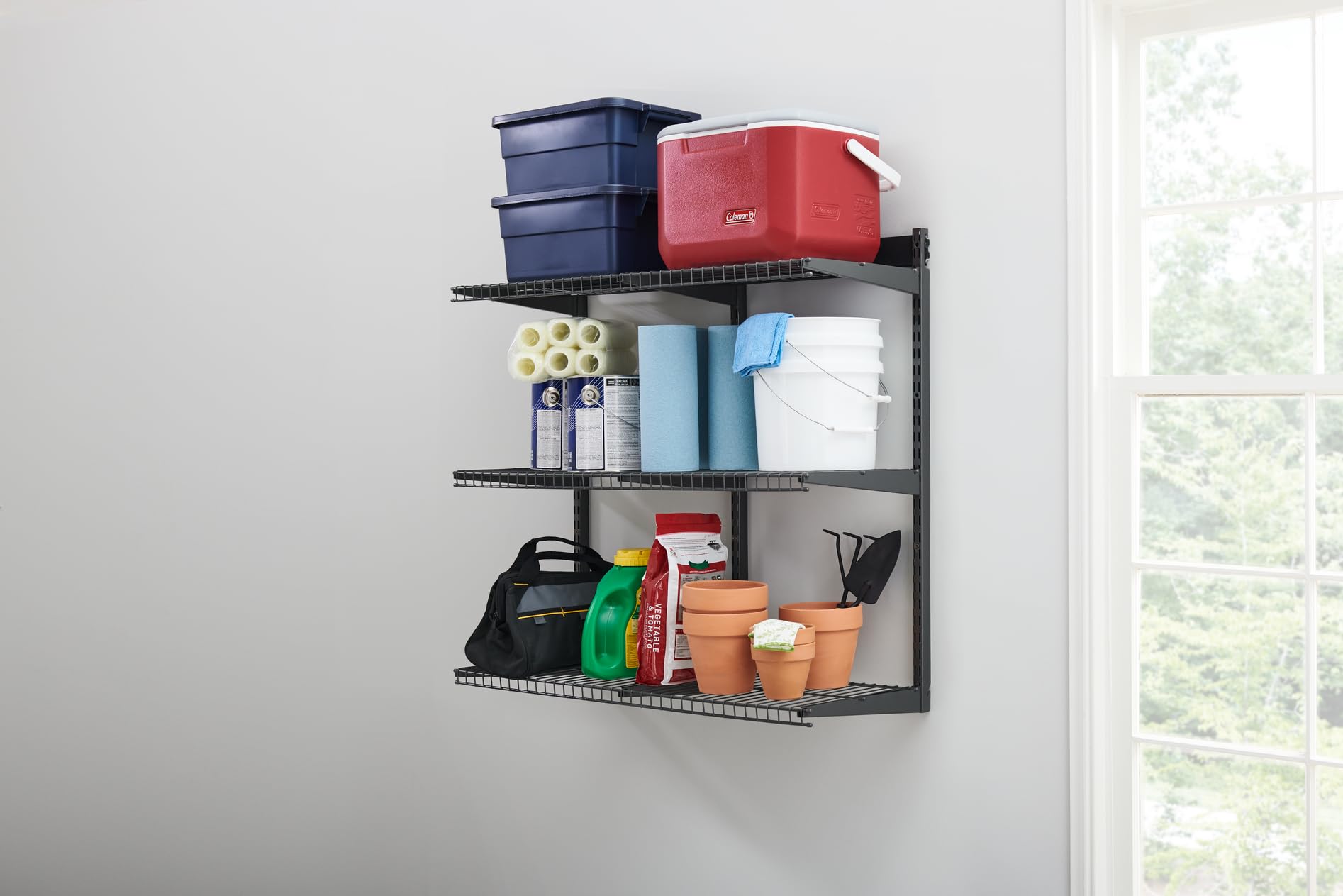 Rubbermaid Fasttrack Rail Storage 36"x12" 3-Shelf Kit, 350 lbs. Per Shelf, for Home/Garage/Shed/Workshop Organization