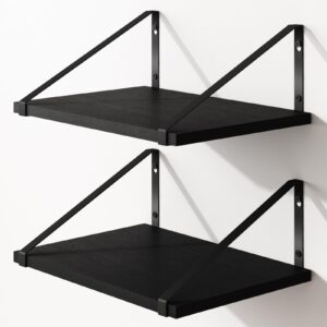 fixwal floating shelves for wall, 12 inch deep black shelves for bedroom, large wall shelf for living room, kitchen, bathroom, laundry room and decor storage