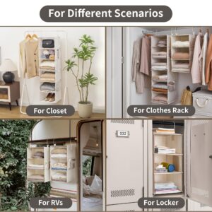 StorageWorks 6-Shelf Hanging Closet Organizers, Two 3-Shelf Separable Closet Hanging Shelves, 13" D x 15" W x 48 ¼"H, Mixing of Beige, White & Ivory