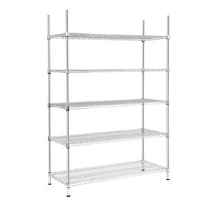 land guard 5 tier chrome storage racks and shelving - 48" l x 20" w x 72" h heavy steel material pantry shelves - each unit loads 350 pounds wire shelf, suitable for warehouses, closets, kitchens