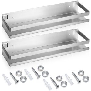 lallisa 2 pieces stainless steel shelf bathroom shower floating shelves wall mounted shower caddy basket shelf storage organizer shelves for bathroom, kitchen, living room (silver,11.81 inch/ 30 cm)