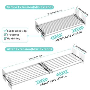 jkxoo 2Pack Expandable Closet Tension Shelves Organizers, Adjustable Wall Mounted Tension Shelf for Cabinet Rack Storage Wardrobe Divider Shelving for Closets Pantry Cupboard Kitchen