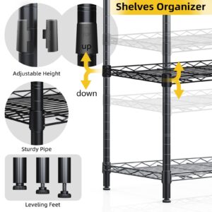 SsngygHme 3 Tier Shelves Storage, Wire Shelf Unit, Standing Adjustable Metal Shelves Organizer, Storage Racks for Restaurant Garage Pantry Kitchen Garage（Medium，11.8" W x 21.5" L x 35.5" H）