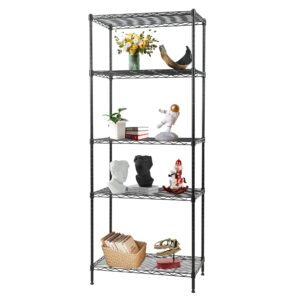 fdw shelves,wire shelving utility storage shelves shelving unit nsf certified height adjustable metal 5 tier shelves easy assembly 24" l x 14" w x 60" h,black