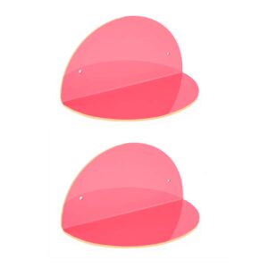 ROYALITA Small Acrylic Shelves Room Decor Floating Shelves (2-Pack, 8-inch Diameter) - Wall Mounted Display Stand for Plants, Toys, Makeup, and More - Ideal for Home and Office, Pink