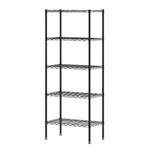 furinno wayar 5-tier metal storage shelf rack, 24 x 14 x 60, black