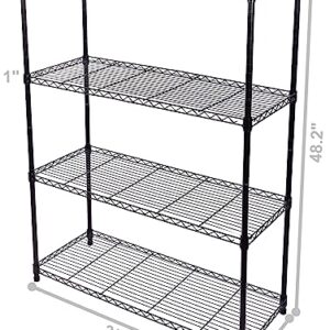 Elevon 4-Shelf Adjustable, Heavy Duty Storage Shelving Unit (350 lbs Loading Capacity per Shelf), Steel Organizer Wire Rack, Black (35" L x 13.4" W x 48.2" H)