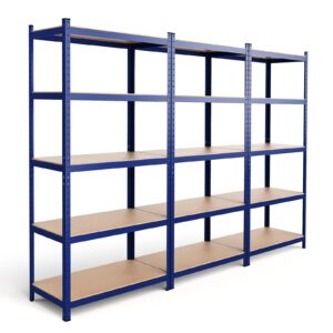 ergomaster garage storage shelves 5-tier garage shelving unit 2920lbs heavy duty shelving adjustable boltless organizer rack for garage warehouse pantry office 108" w x 18" d x 72" h（blue,3pack）