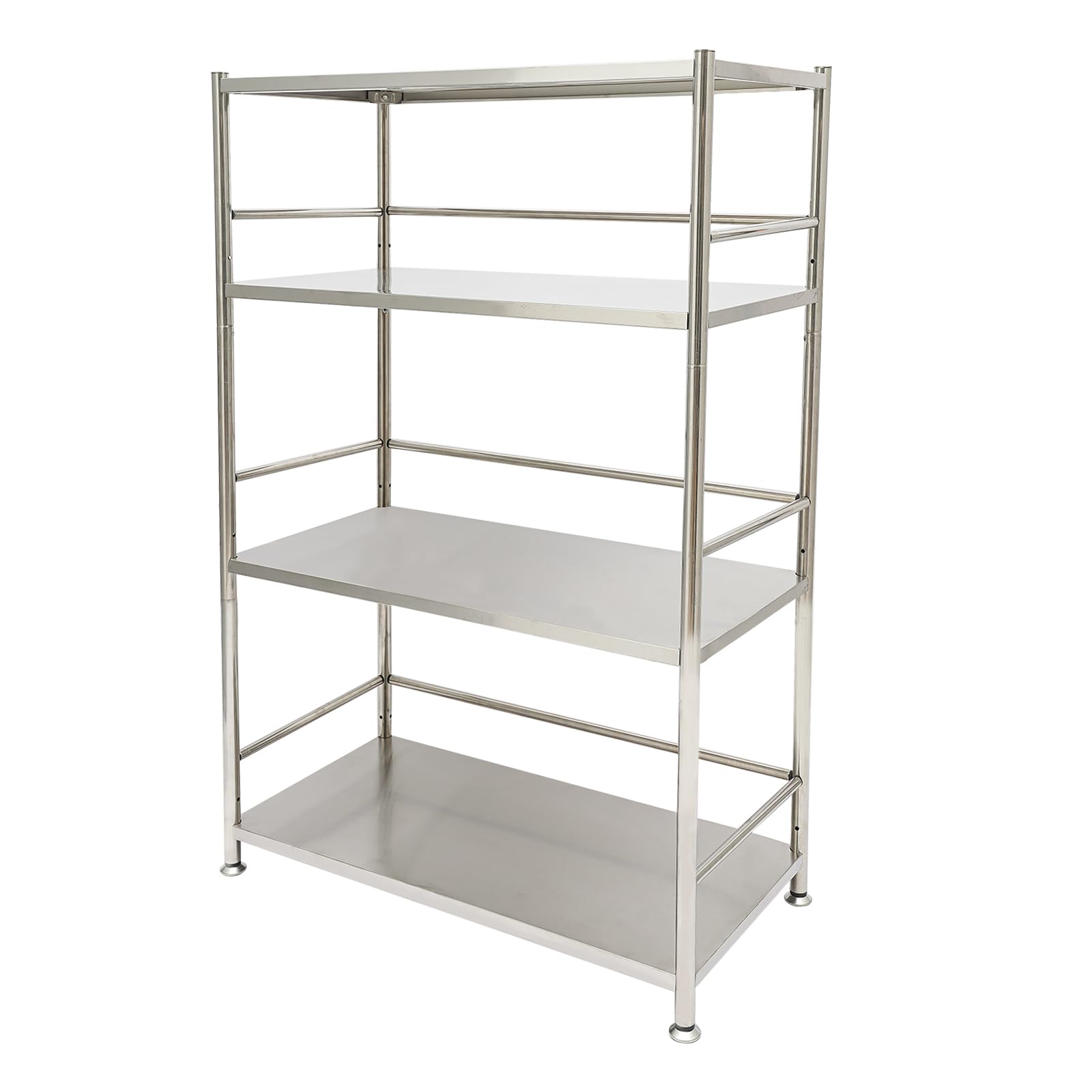 Stainless Steel Shelving 31.5x15.7x47.2 inch 4 Tier Adjustable Shelf Storage Unit, Heavy Duty Free Standing Mutifuctional Organizer Rack Shelf for Kitchen Commercial Office Garage Storage(4 Tier)