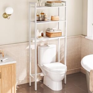 HOOBRO Over The Toilet Storage, 3-Tier Modern Bathroom Organizer, Bathroom Space Saver with Multi-Functional Shelves, Toilet Storage Rack, Easy to Assembly, White WT41TS01