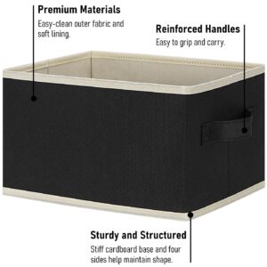 LHZK Storage Bins for Shelves 6 Pack, Small Storage Baskets for Organizing, Collapsible Fabric Storage Baskets for Shelves, Home, Nursery, Closet Storage Bins (Black, 11.4"x8.7"x6.7")