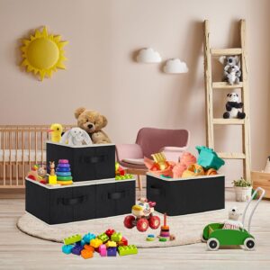 LHZK Storage Bins for Shelves 6 Pack, Small Storage Baskets for Organizing, Collapsible Fabric Storage Baskets for Shelves, Home, Nursery, Closet Storage Bins (Black, 11.4"x8.7"x6.7")