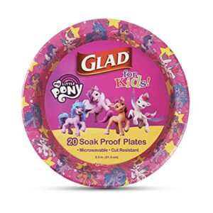 glad for kids my little pony paper plates | my little pony super stars kids paper plates | my little pony unicorn large paper plates for everyday use, 8.5 inch paper plates 20 ct