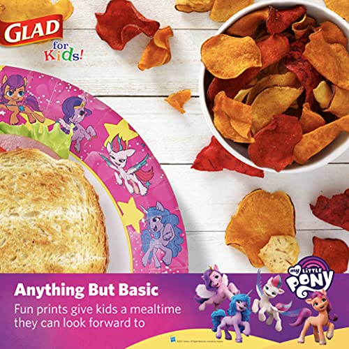 Glad for Kids My Little Pony Paper Plates | My Little Pony Super Stars Kids Paper Plates | My Little Pony Unicorn Large Paper Plates for Everyday Use, 8.5 inch Paper Plates 20 Ct