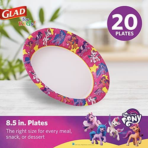 Glad for Kids My Little Pony Paper Plates | My Little Pony Super Stars Kids Paper Plates | My Little Pony Unicorn Large Paper Plates for Everyday Use, 8.5 inch Paper Plates 20 Ct