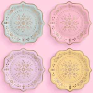 xo, fetti pastel china plates - 24 pack, 9" | birthday party decorations, bachelorette garden party, easter party, cool cake plates, tea partea