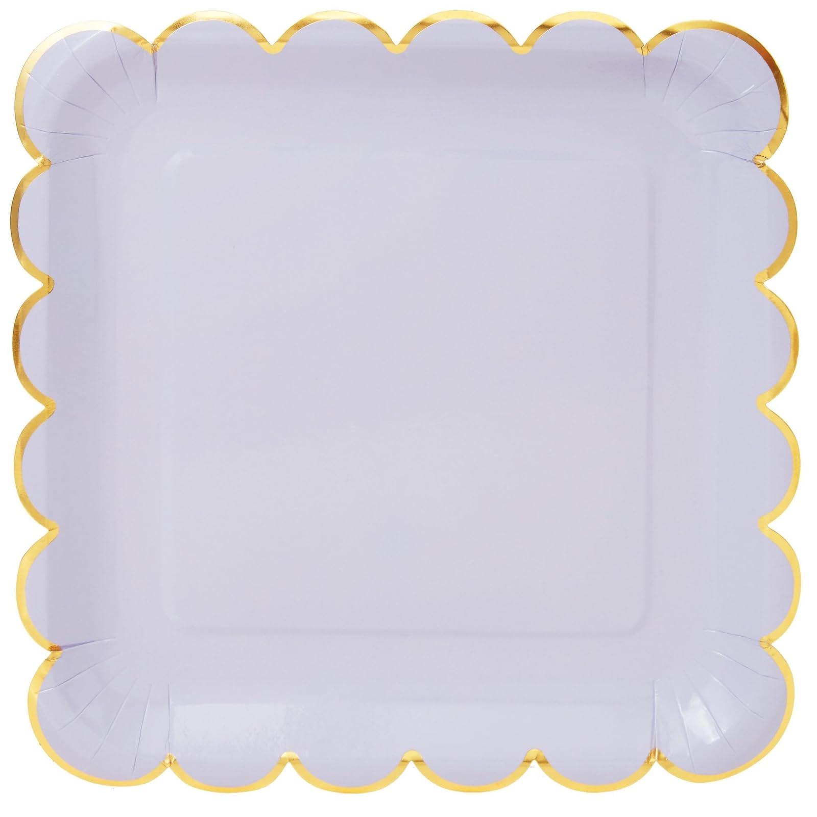 Sparkle and Bash Pastel Paper Plates with Scalloped Gold Foil (9 Inches, 48 Pack)